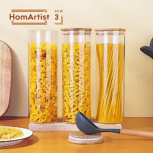 HomArtist Glass Jars with Bamboo Lids 180oz X2 & 96oz X2 & 79oz X3 & 53oz X4 [Set of 11], Glass Canisters with Airtight Lids, Glass Food Storage Containers