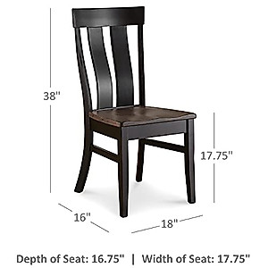 Carol's Inspirations 7 Piece Solid Wood Dining Room Set | Extendable Kitchen Table with Leaf and 6 Chairs Brown Black Rustic Rectangle Eased Edge Distressing Made in USA, &
