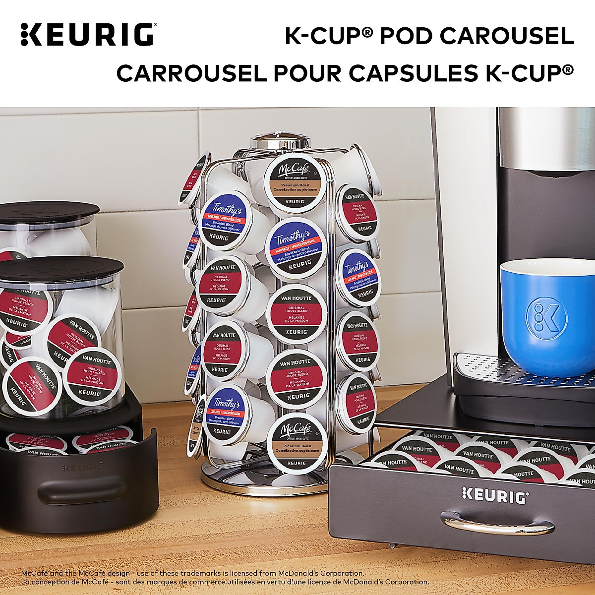 Keurig Storage Carousel, Coffee Pod Storage, Holds up to 36 Keurig K-Cup Pods, Silver