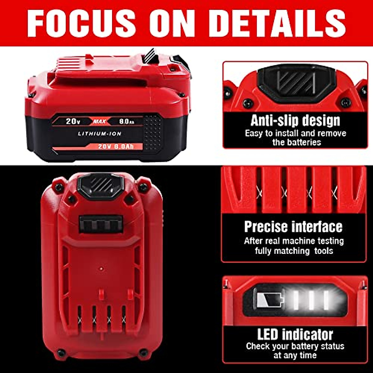 TenHutt 【Upgrade】 2Pack 20V 6.0Ah Replacement Battery for Craftsman V20 Lithium Ion Battery for CMCB205 CMCB204 CMCB206 CMCB202 CMCB201 20V Cordless Power Tools Craftsman 20V Battery