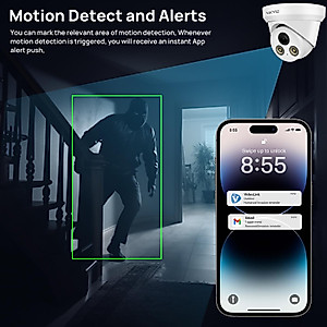 VIKVIZ 4K 8MP Full Color PoE IP Camera,Outdoor PoE Turret Security Camera with F1.0 Lens Super Aperture,24/7 Full Color Night Vision,Human/Vehicle Detection,Built-in Mic,IP67,ON-VIF