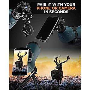 CREATIVE XP Spotting Scopes - 20x60 80mm HD Spotter Scope for Hunting, Target Shooting, Bird Watching, Astronomy - IP67 Waterproof Spotting Scope w/Photo Clicker, Tripod & Phone Adapter, Green
