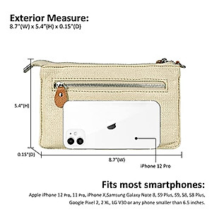 befen Straw Clutch Bags for Women, Beach Clutch Wristlet Wallet Purses Small Crossbody Bags - Beige