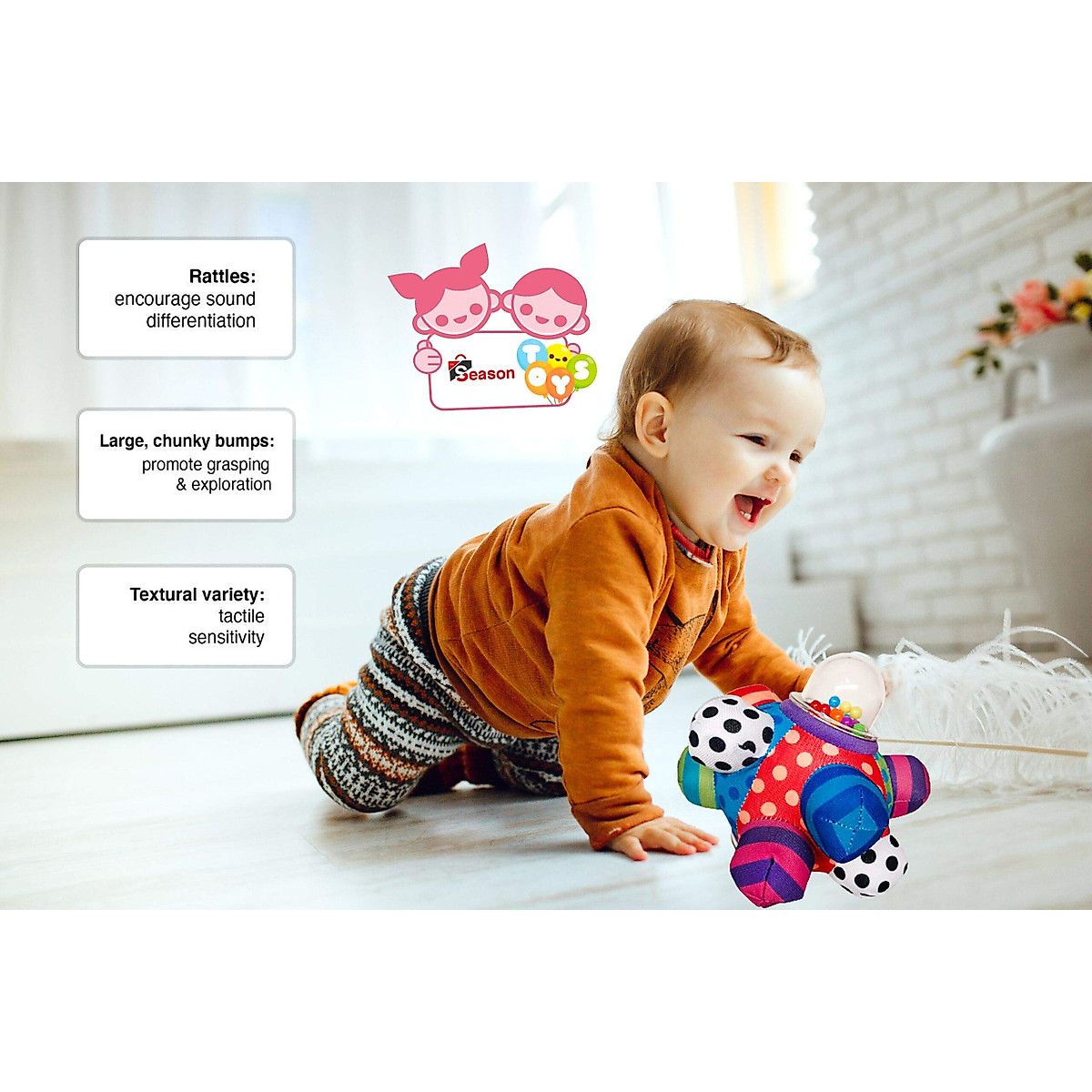The Season Toys Baby Cognitive Developmental Bumpy Ball Toy Newborns to 6 Months, 8 Months, 1 Year and 2 Years Old Toddlers, Brain Development Toy for Kids, Colorful