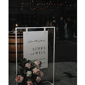 Leather Sign Straps for Hanging Sign, Welcome Sign, Wedding Sign, Engagement Sign, Event Display Sign, Seating Chart, Ceremony, Acrylic, Foamboard, Frame (White)