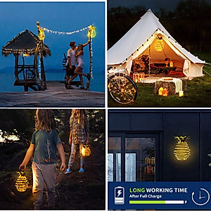 MUEQU 2Pcs Garden Solar Lights, Waterproof LED Solar Hanging Lantern Pineapple Fairy String Light,Solar Patio Lights Night Light for Yard Outdoor Home Decoration Light (Warm White)