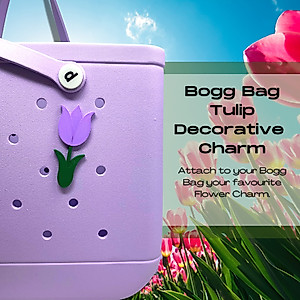 BAGLETS - Flower Charm Accessory Compatible with Bogg Bags & Other Similar Totes - Cute Decorative Charm Perfect for Customizing Your Bag – Made in USA (Tulip Charm)