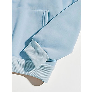 Cioatin Women’s Y2K Slogan Letter Graphic Oversized Aesthetic Hoodie Drop Shoulder Fleece Hooded Sweatshirt Pullover Sky Blue