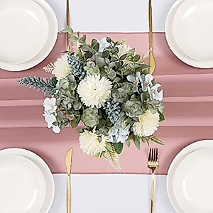 Yastouay Chiffon Table Runner 29x120 Inches Dusty Pink Romantic Wedding Table Runners 10Ft Sheer Table Linens for Bridal Baby Shower Birthday Party Cake Reception Table Decorations