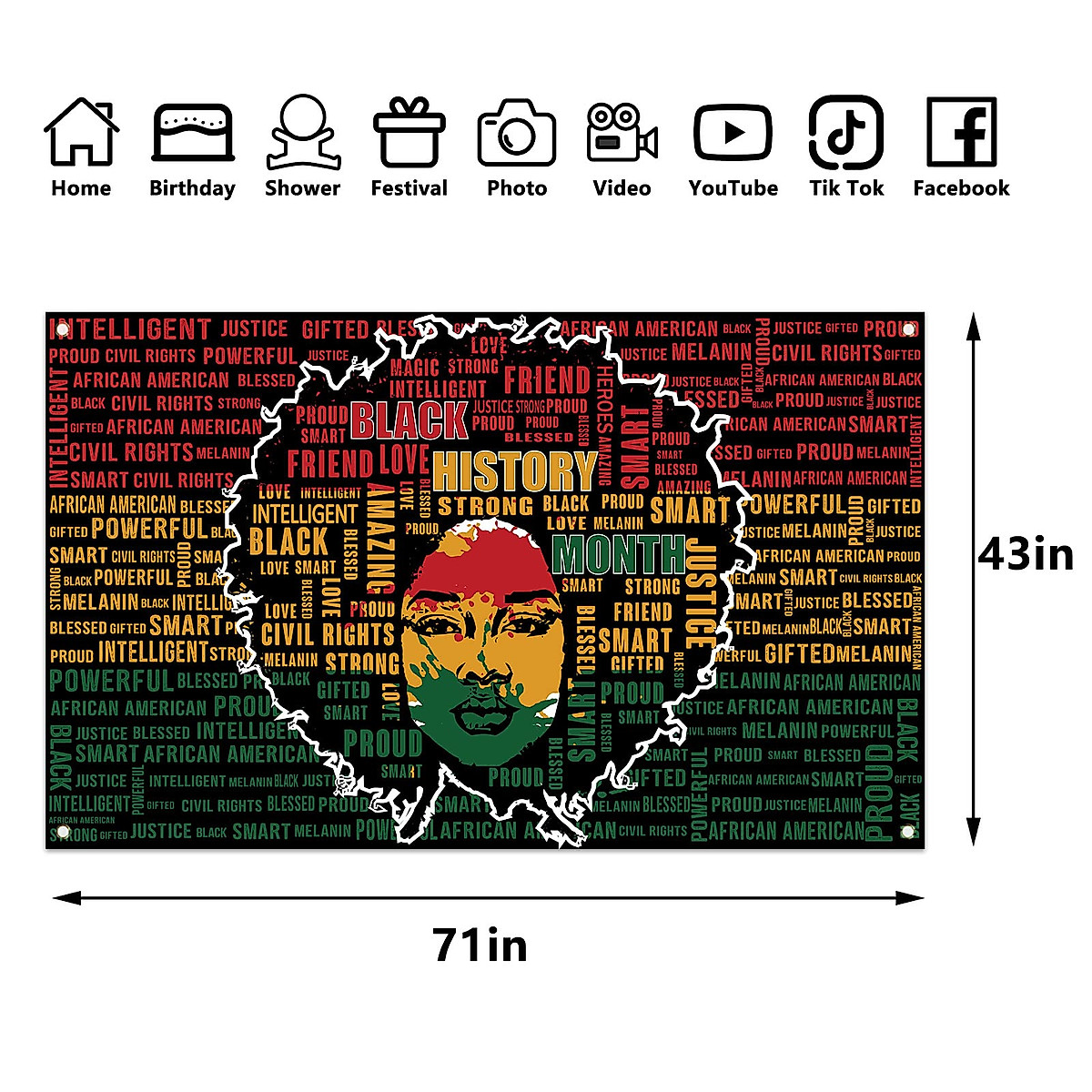 Black History Month Backdrop for Photography Black History Month Banner Pan African American Black History Month Decorations and Supplies for Party