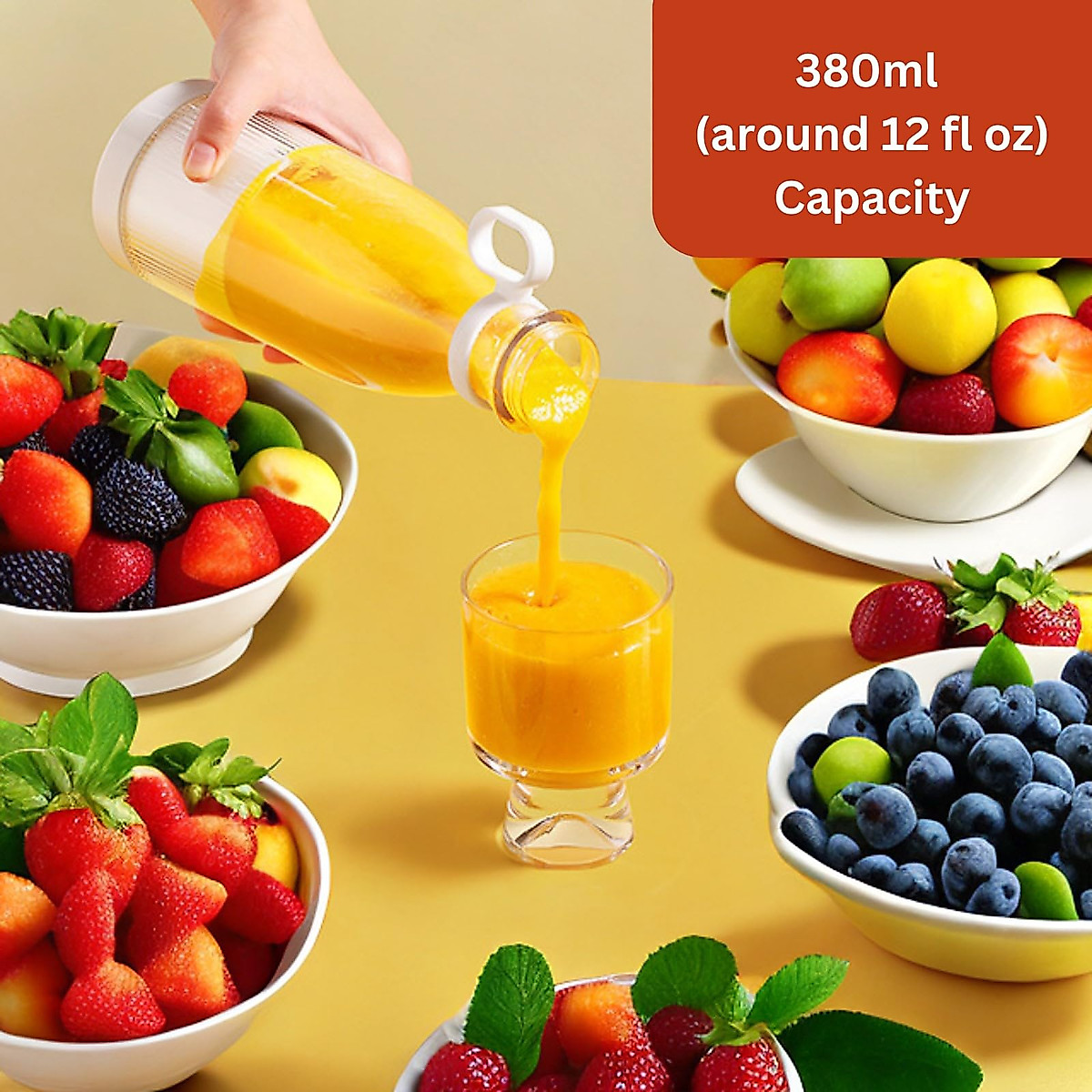 Portable Blender 2 Pack - 350 ML (12oz) Personal Size Blender for Gift - USB Rechargeable Wireless Travel Blender - Fresh Juice Blender with Stainless Steel 4 Blades Design for Shakes and Smoothies