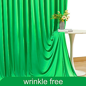 10x10 Green Backdrop Curtain for Parties Baby Shower Wrinkle Free Green Photo Curtains Backdrop Drapes Fabric Decoration for Birthday Party 5ft x 10ft,2 Panels