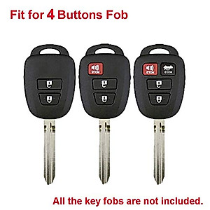 LemSa 2 Pack Keyless Entry Remote Car Key Fob Outer Shell Cover Soft Rubber Silicone Protector Keyless Jacket Case for Toyota Camry Avalon Corolla RAV4 Highlander Venza HYQ12BDM, Black Pink