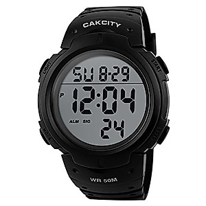 CakCity Mens Digital Sports Watch LED Screen Large Face Military Watches for Men Waterproof Stopwatch Alarm Simple Army Watch
