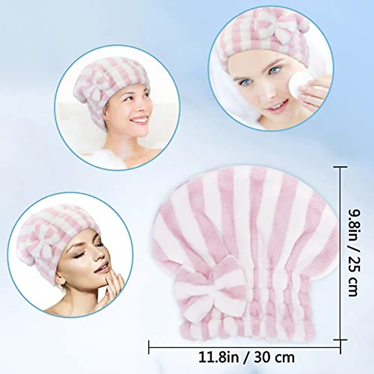 Unaikoo 2 Pack Microfiber Hair Drying Towels, Super Absorbent Turban Hair Towel Cap, Quick Dry Head wrap with Bow-Knot Shower Cap for for Curly, Long, Thick Hair & Wet Hair (Purple & Grey)