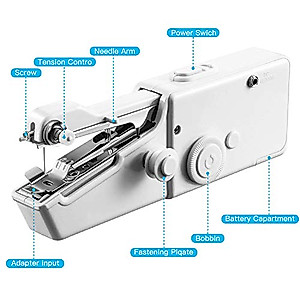 Handheld Sewing Machine, Portable Mini Cordless Handheld Electric Stitch Tool for Fabric Curtains Clothing Home Travel DIY Use
