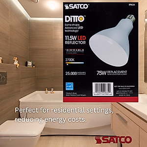 Satco S9634 11.5W BR40 LED Bulb – 2700K Warm White, 940 Lumens, 103° Beam Angle, Dimmable, Medium Base (6 LED Bulbs)