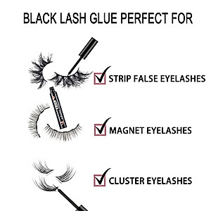 SMSUX Black Eyelash Glue Super Strong Hold Waterproof Eyelash Adhesive for False Lashes 0.176oz 1PCS