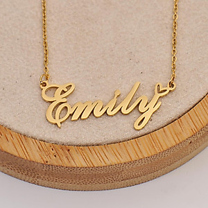 Aoloshow Gold Name Necklace Heart Charm Pendant Alayna Jewelry for Womens Teen Girls Graduation Gift