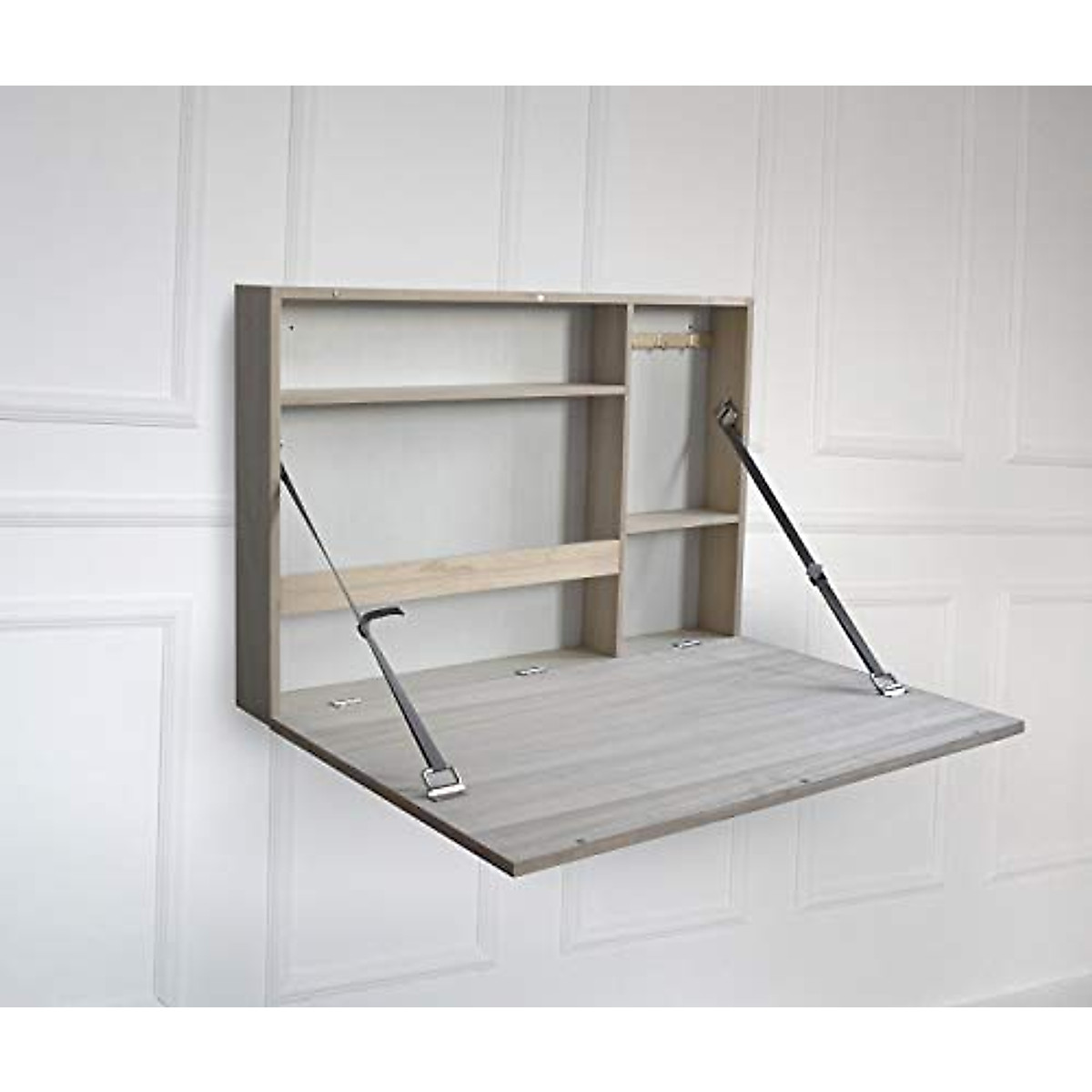 PRINZ Work from Home Wall-Mounted 36' X 24' Folding Murphy Desk with Chalkboard, 36' X 24' X 5', Light Brown