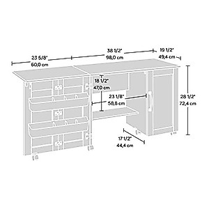 Sauder Miscellaneous Craft Cart, L: 39.29" x W: 19.49" x H: 28.54", Soft White finish