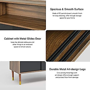 Mecor Shoe Rack Storage Cabinet, 2-Door Shoebox Container Organizer Standing w/ Sliding Door for Hallway Entryway Living Room Bathroom, Walnut/ Black