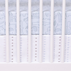 Trend Lab Modern Baby Crib Bedding Set for Boys | Simple Safari 4 Piece Nursery Décor Quilt, 2 Fitted Crib Sheets, and Dust Ruffle Skirt - Blue, 80015