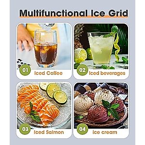 Ice Cube Trays with LId and Bin, Easy Release Ice Trays for Freezer, 2 Pack Ice Cube Molds, 64 Pcs Ice Cube Tray, Large Capacity Ice Tray Holder, Includes Ice Tong, Ice Spoon, for Whiskey, Cocktail.