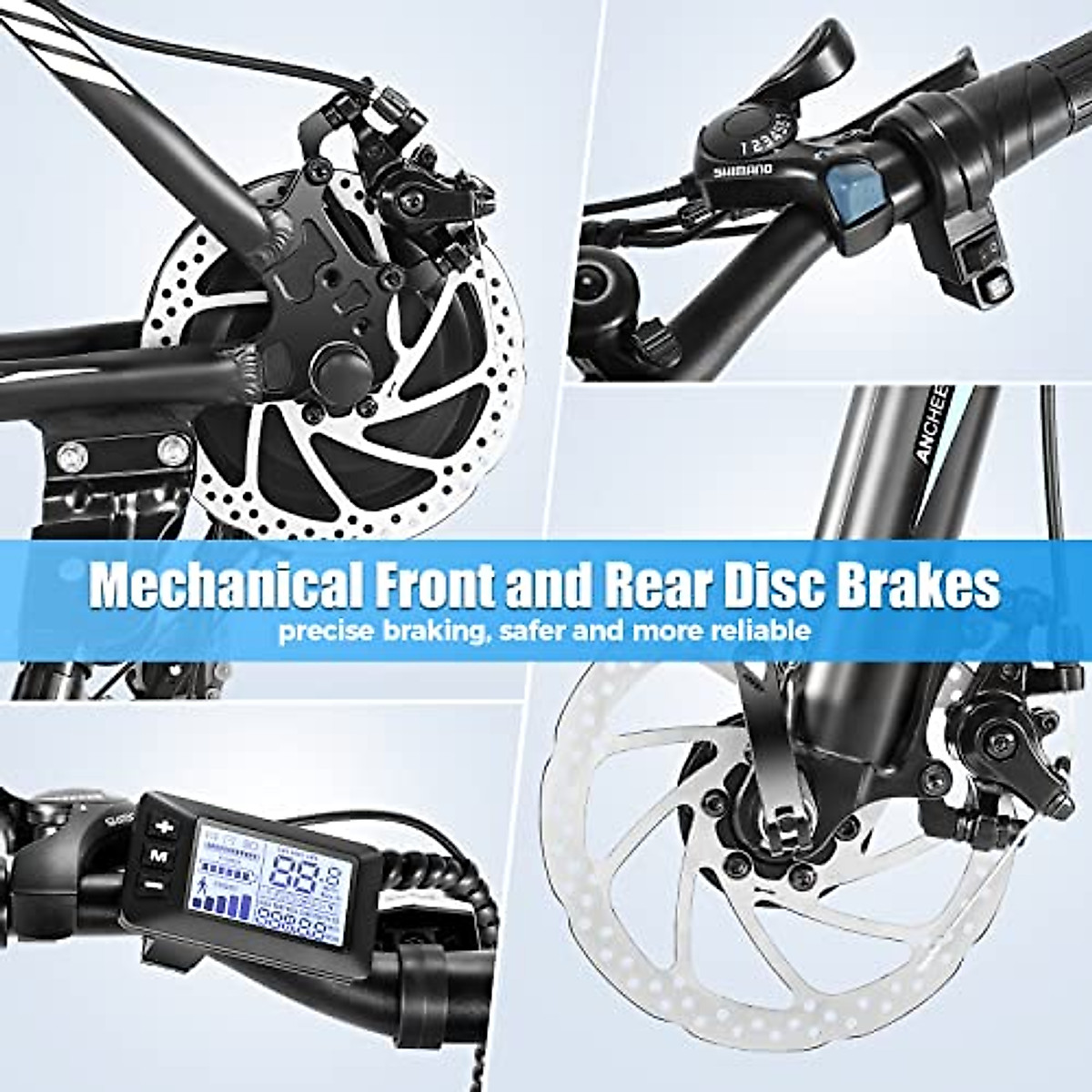 ANCHEER Electric Bike Electric Mountain Bike 500W 26'' Commuter Ebike, 20MPH Adults Electric Bicycle with Removable 48V/374Wh Battery, LCD-Display and Professional 21 Speed Gears