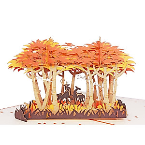 AIT PAPER ART Deer Pop Up Thank You Card, 3D A Couple of Deer in Forest Birthday Cards, Funny Birthday Card for Valentine's Day, for Wedding, Thanksgiving, 1 Card 5 x 7 inch, 1 Envelope