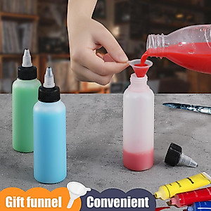 Yephets 32 Pack Semi-Transparent Boston Dispensing Bottles Empty Round LDPE Plastic Squeeze Dropper Bottles Squeeze Bottles with Twist Top Cap for Liquids Oils Art Crafts Kitchen Household (4 oz)