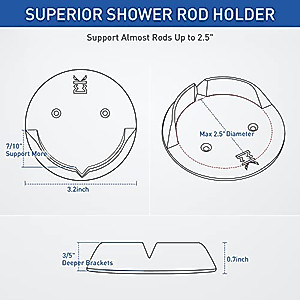 Shower Curtain Rod Holders for Wall – Kitosun Adhesive Tension Rod Retainer 3/5 Deep Support Brackets with Tape for No Drilling Quick Mount and Screws for Permanent Installation (2pairs, Clear)