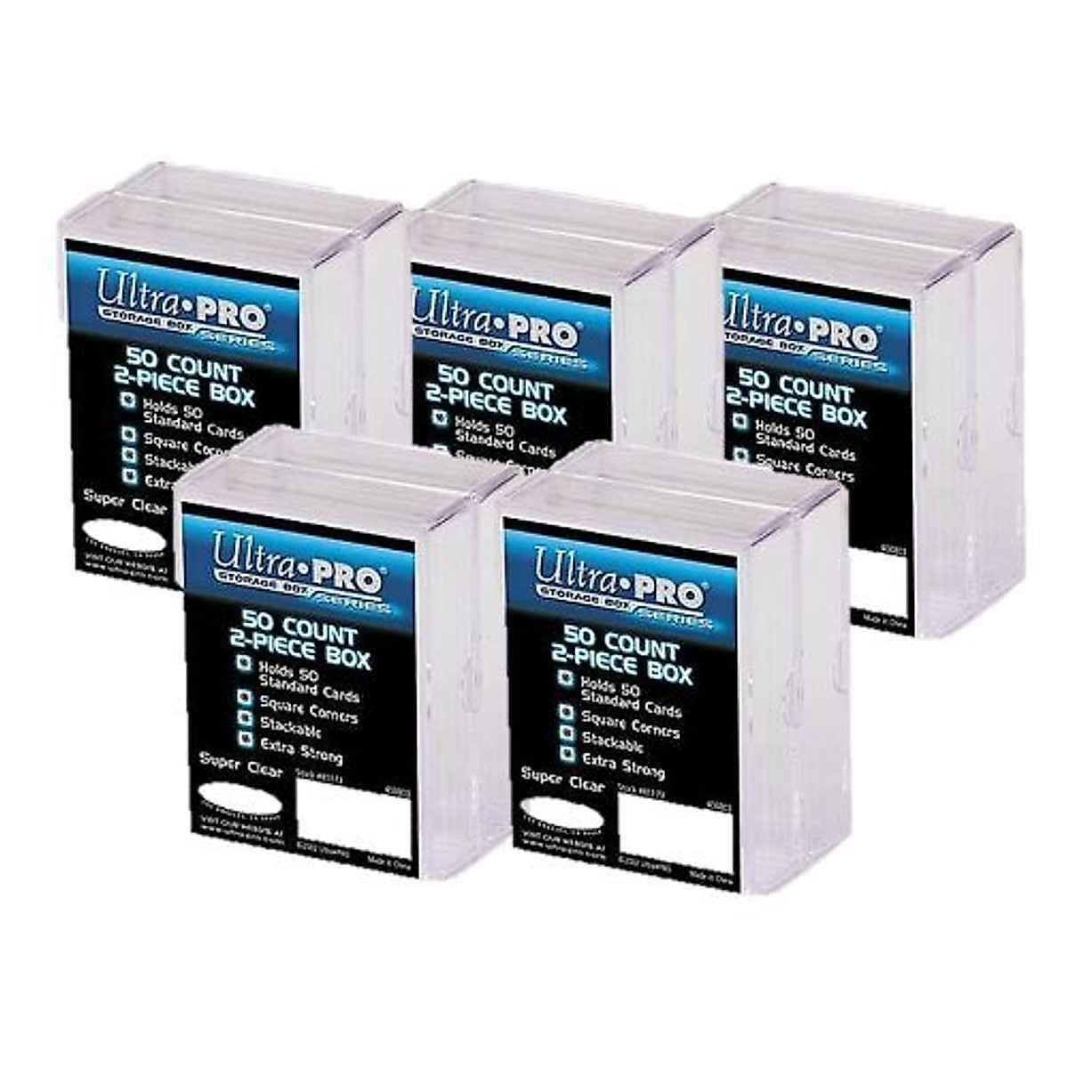 Ultra Pro 2-Piece Clear Card Storage Box | Holds 50 Standard Cards | 2 boxes per pack | 5-Pack Total