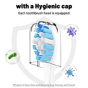 Replacement Toothbrush Brush Heads Compatible with Philips Sonicare Electric Rechargeable Toothbrushes, Tooth Brush Heads for Snap-on System, for Effective Cleansing and whitening, Pack of 8, White