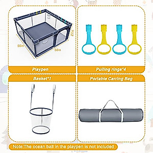 LEHOM Baby Playpen for Toddler, Play Yard for Baby,Large Playpen for Babies and Toddlers,Safety Baby PlayPen,Baby Fence Play Area with Breathable Mesh (Gray, 50x50")