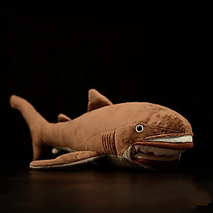 Megamouth Shark Plush Stuffed Sea Animal, 18.89 Inch Dark Grey Simulation Megamouth Shark Plush Stuffed Toy Simulate Real Shark Animal Plush Toy, Gift Pillow for Boys and Girls, Decorate Room