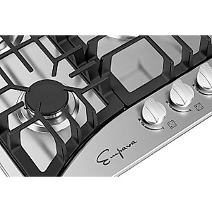 Empava 30 inch cooktop Gas with 5 Italy SABAF Burners, 30" NG/LPG Convertible Dual Fuel Stove Perfect for Modern Kitchens and RV Cooking, Black