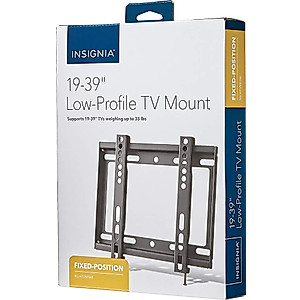 Insignia - Fixed TV Wall Mount for Most 19" - 39" TVs - Black