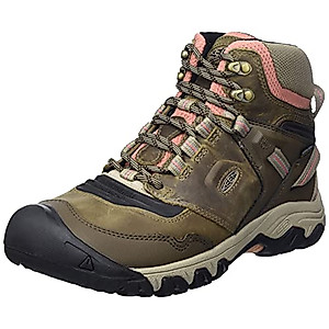KEEN Women's-Ridge Flex Mid Height Waterproof Hiking Boots, Timberwolf/Brick Dust, 9