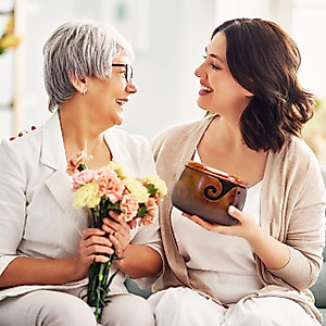 Eunoia Yarn Bowl with Round Lid, 7x5 Inch Handmade Yarn Holder for Crocheting, Decorative Knitting Bowl for Knitters with Wooden Crochet Hook and Travel Bag