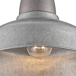 John Timberland Urban Barn Industrial Farmhouse Outdoor Ceiling Light Fixtures Set of 2 Galvanized Finish 8 3/4" for Exterior House Porch Patio Outside Deck Garage Front Door Garden Home Roof Gazebo