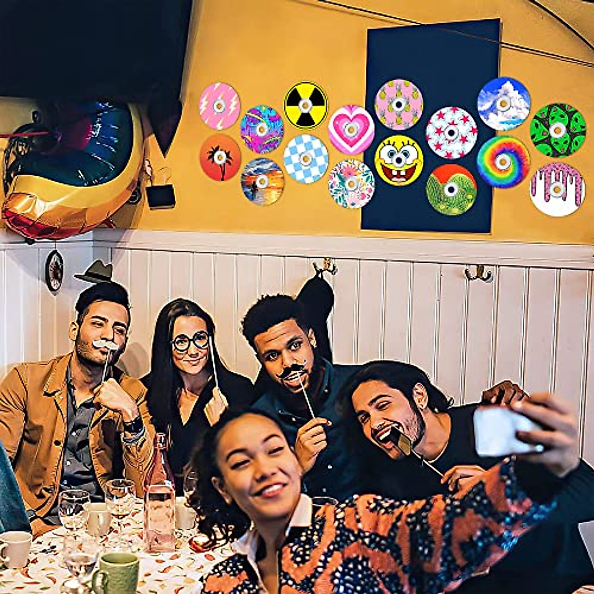 HK Studio Indie Records Wall Decor Pack | 16 Vibrant PVC Decals
