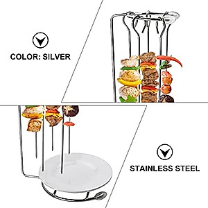 YARDWE Kebab Skewers Metal Skewers 2 Sets Vertical Skewer Stainless Steel Stainless Steel BBQ Kabob Skewers Rack Holder Vertical Barbeque Grilling Rack Meat Spit Kebab Skewers Metal Skewers
