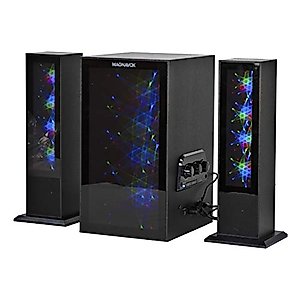Magnavox MHT990 2.1 Home Entertainment System with Bluetooth Wireless Technology and Color Changing Lights in Black | AUX Port | Subwoofer with 2 Speakers | Pulsing Lights |