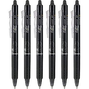 PILOT FriXion Clicker Erasable & Retractable Gel Ink Pens, Fine Point, Black Ink, 6 Count (13601)