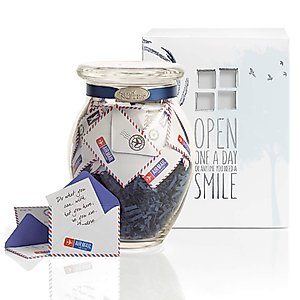 KindNotes Glass Keepsake Gift Jar with Positive Thoughts - Airmail Design