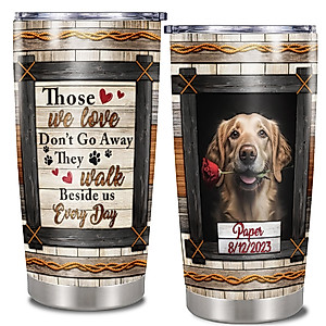 Personalized Photo Dog Tumbler With Lid Customized Name Picture Insulated Cup Stainless Steel Travel Mug Pet Remembrance Mising Sympathy Loss Gifts For Dogs Lovers