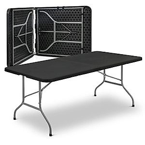 Magshion Folding Tables 8ft Plastic Craft Table Folding Table with Handle for Indoor Outdoor Dining Camping Picnic Party Black