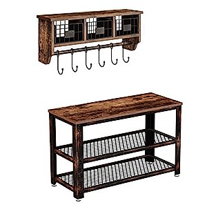 Rolanstar 3-Tier Shoe Rack Bundle Wall Mounted Coat Rack