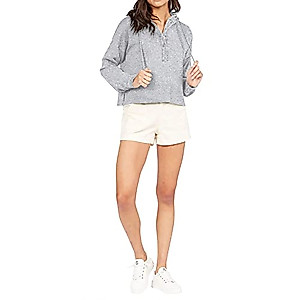LASLULU Womens Fuzzy Cropped Hoodies V Neck Sport Athletic Hoodie Sweater Fleece Lined Sweatshirt Fall Clothes Long Sleeve Pullover Tops(Light Grey Medium)
